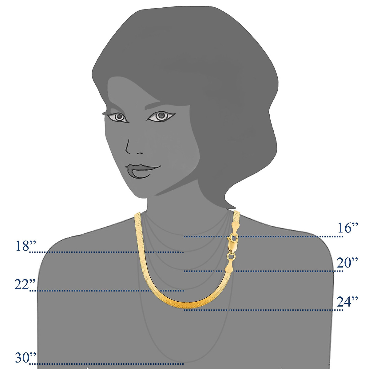 Jewelry Affairs 14k Yellow Real Solid Gold Imperial Herringbone Chain Necklace, 4.7mm, 20"