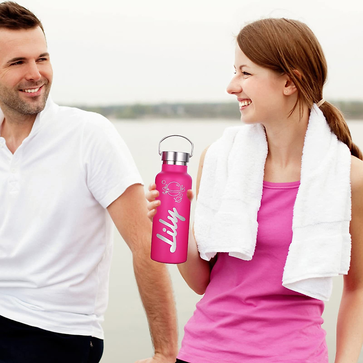 SRdrew Personalized Water Bottles, Custom Insulated Water Bottle with Name Logo Text Engraved for Men Women Boys Girls- 26oz/12oz(350ML/750ML)