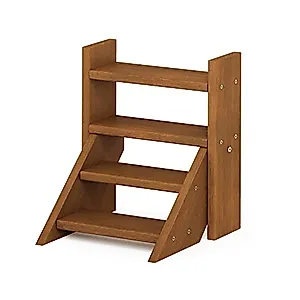 Furinno Tioman Outdoor Planter Staircase, Dark Red Meranti Hardwood