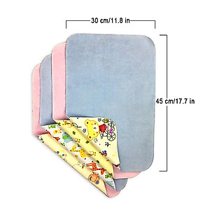 Diaper Changing Pad, Twoworld Breathable Waterproof Changing Pads Washable Resuable Diapers Liners Mats 4Pack（30X45cm）（Yellow Series）