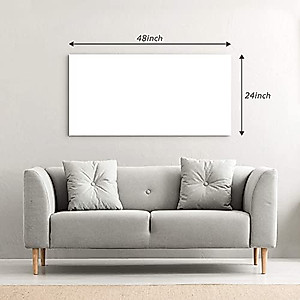 Bridge River Canvas Wall Art: Teal Blue Picture Lake Decor Painting Turquoise Decoration Artwork For Bedroom Living Room 48"x24"