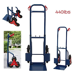 SSLine Stainless Steel Hand Truck Foldable Stair Climber, 440Lbs Capacity Portable Climbing Cart Assisted Utility Cart Hand Truck and Dolly with 6 Wheels