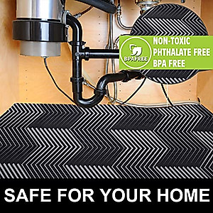 AiBOB Under The Sink Mat, 24 X 68 in, Durable Premium Mats Protect Kitchen and Bathroom Cabinets, Waterproof Absorbent Shelf Liner, Black