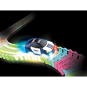 Mindscope Twister Tracks Micro Neon Glow in The Dark 11 feet Flexible Assembly Track Emergency Series Rechargeable car