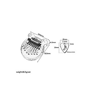 Alnicov Acrylic Transparent Finger Thumb Piano 8 Key Mini Kalimba for Beginners Kids Bear Ears Shape