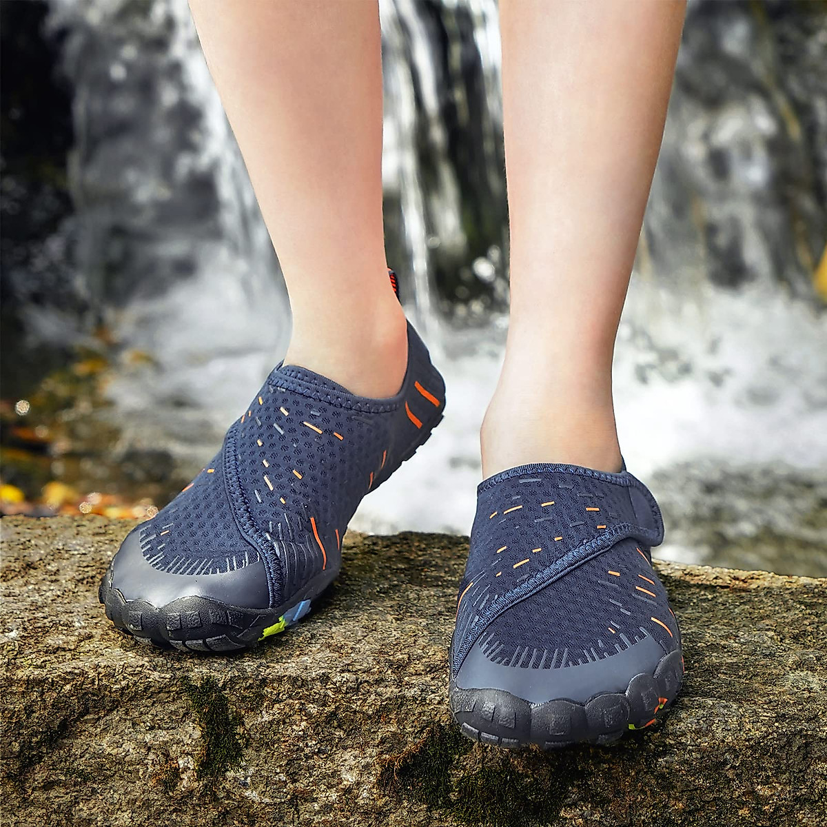 CIOR Boys & Girls Water Shoes Sports Aqua Athletic Sneakers Lightweight Sport Shoes(Toddler/Little Kid/Big Kid) U1ELJSX011-Navy.orange-29