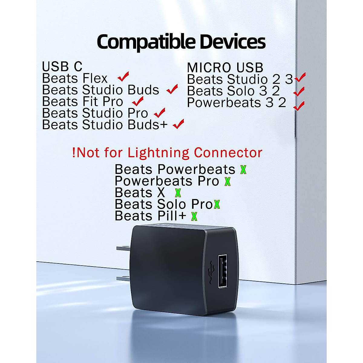 Charger Cord Fit for Beats Charger by Dr Dre Studio Solo Powerbeats 3 2.0 Wireless Headphone and Pill Speakers/USB C Beats Flex, Studio Buds +, Fit Pro
