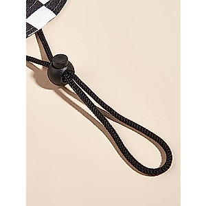 QWINEE Plaid Pattern Dog Hat with Ear Hole Round Brim Dog Puppy Cat Sun Hat Bucket Hat Outdoor Sun Protection Pet Caps for Small Medium Cats Dogs Kitten Black and White S