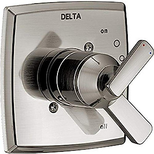 Delta Faucet Ashlyn Brushed Nickel Shower Valve Trim Kit for Shower Systems and Shower Faucets, Delta Shower Handle Replacement, Shower Faucet Handle, Stainless T17064-SS (Valve Not Included)