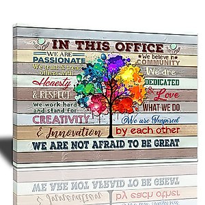 Inspirational Wall Art For Office, Canvas Prints Motivational Quotes Poster Artwork In This Office We Are A Team Modern Home Decorations Framed And Stretched Ready To Hang For Living Room