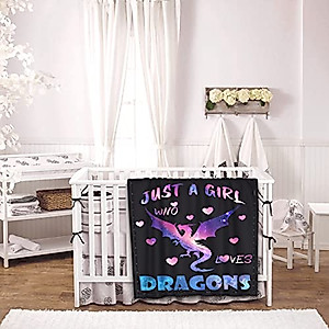Just A Girl Who Loves Dragons Blanket Flannel Fleece Throw Blanket Microfiber Lightweight Soft Cozy for Couch Sofa Bed All Season Personalized Gift to Girls Women 40"x30" for Pets