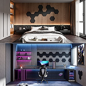 Dailycooper 12 Pack Self-adhesive Acoustic Panels 12" X 10" X 0.4" - Sound Proof Foam Panels with High Density, Stylish Hexagonal Design, Flame Resistant, Absorb Noise and Eliminate Echoes(Black)