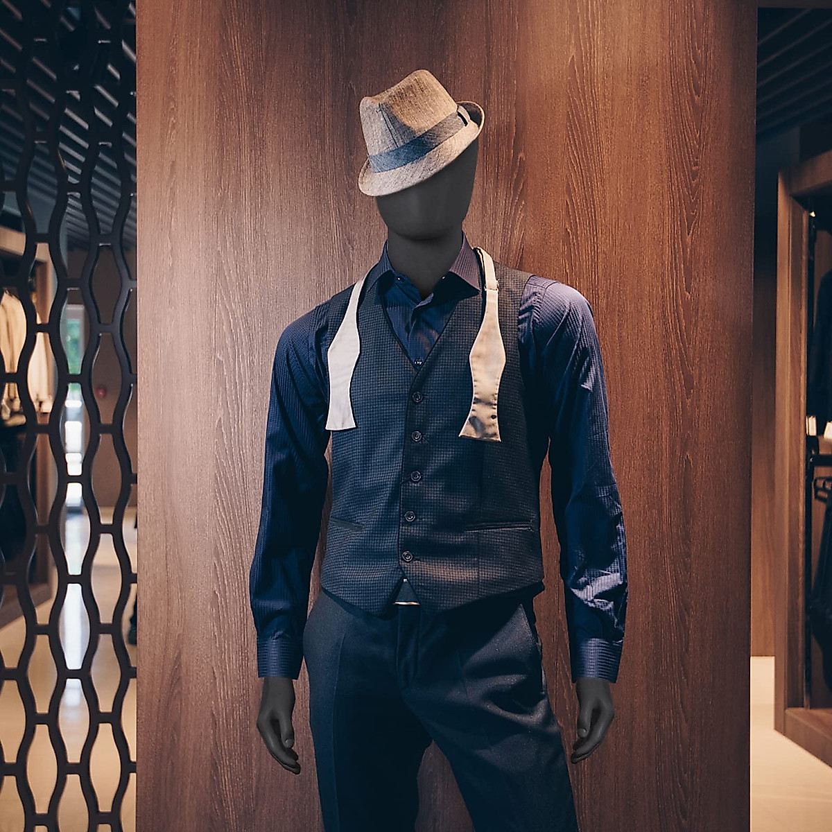 Male Mannequin Full Body Maniquine Model Stand Adjustable 73 inch Faceless Plastic Detachable Manequins Stand Metal Base Metal Connector, Black Matte