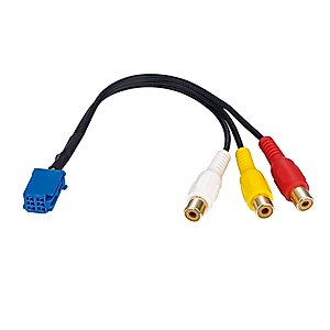 Audio Video Cable for Toyota Blue 6pin Connector to 3 RCA Female 25CM