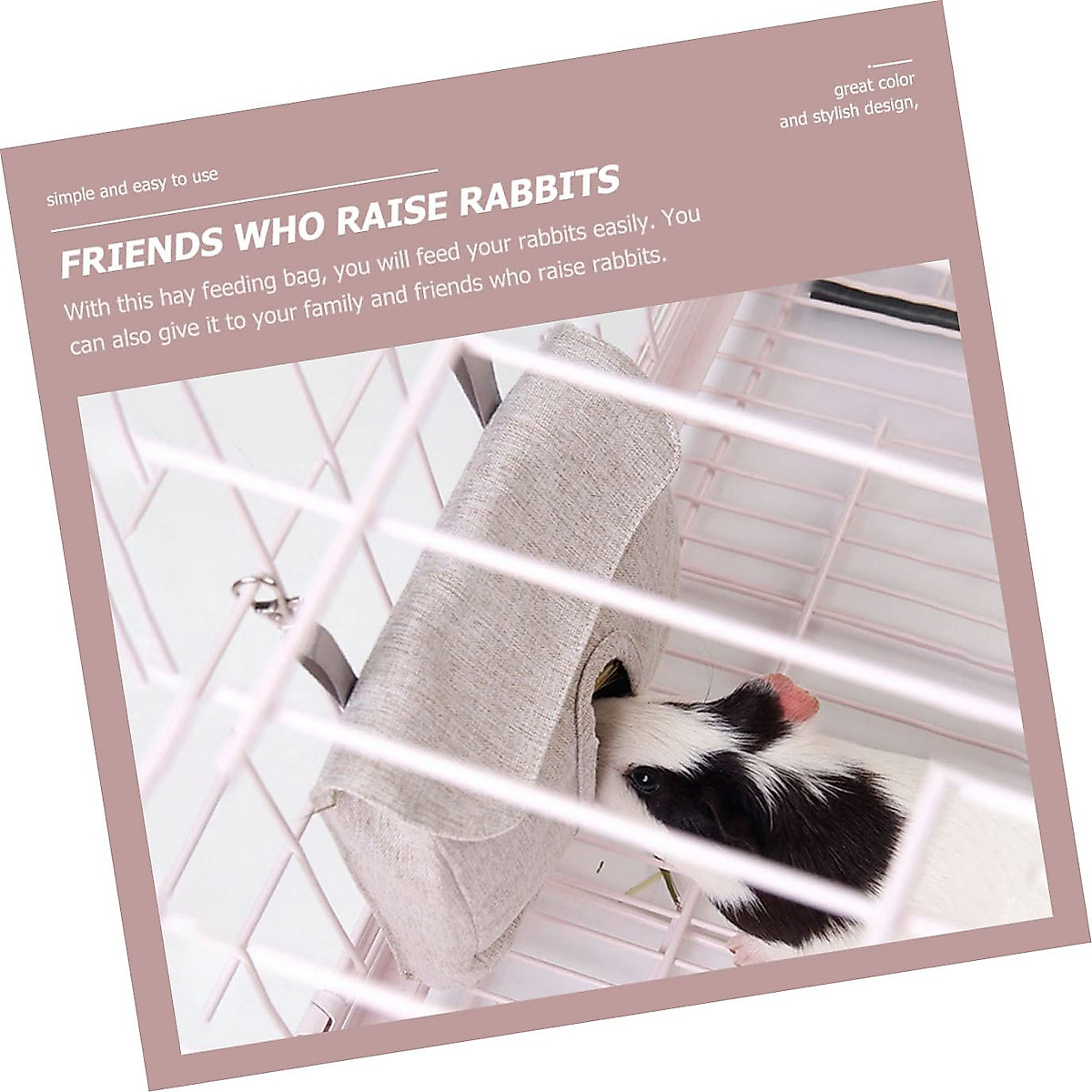 Ipetboom 2pcs Hay Bag Hanging Small Animal Hay Feeder for Guinea Pig, Rabbit, Hamster