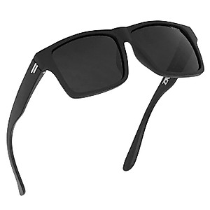 TOROE Eyewear Matte Black RANGE XL Frame Sunglasses Light Weight TR90 Frame, Polarized Polycarbonate Lens (Matte Black | White Emblem, Black (C4))