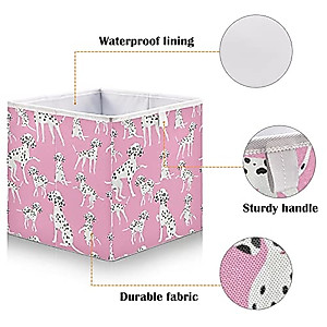 Dalmatian Dog Foldable Cloth Shelf Baskets Rectangle Toy Storage Bins Box with Handles for Clothes Toy Gift Storage 15.75x10.63x6.96 Inches