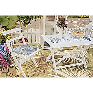 GAD Great American Distributors Yarpeq Premium Tropical Palm Tree Leaves 5x8 Indoor Outdoor Area Rug, Green/Cream, Stain Fade Resistant Rug for Patio, Porch, Lanai, Pool,Kitchen Bedroom