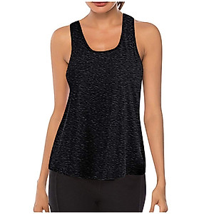 SSDXY Workout Tops for Women Loose fit Racerback Tank Tops for Women Mesh Backless Muscle Tank Running Tank Tops