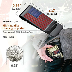 ChainsProMax Metal Money Clip for Men Black Cash Clip Men Moneyclip Minimalist America Flag
