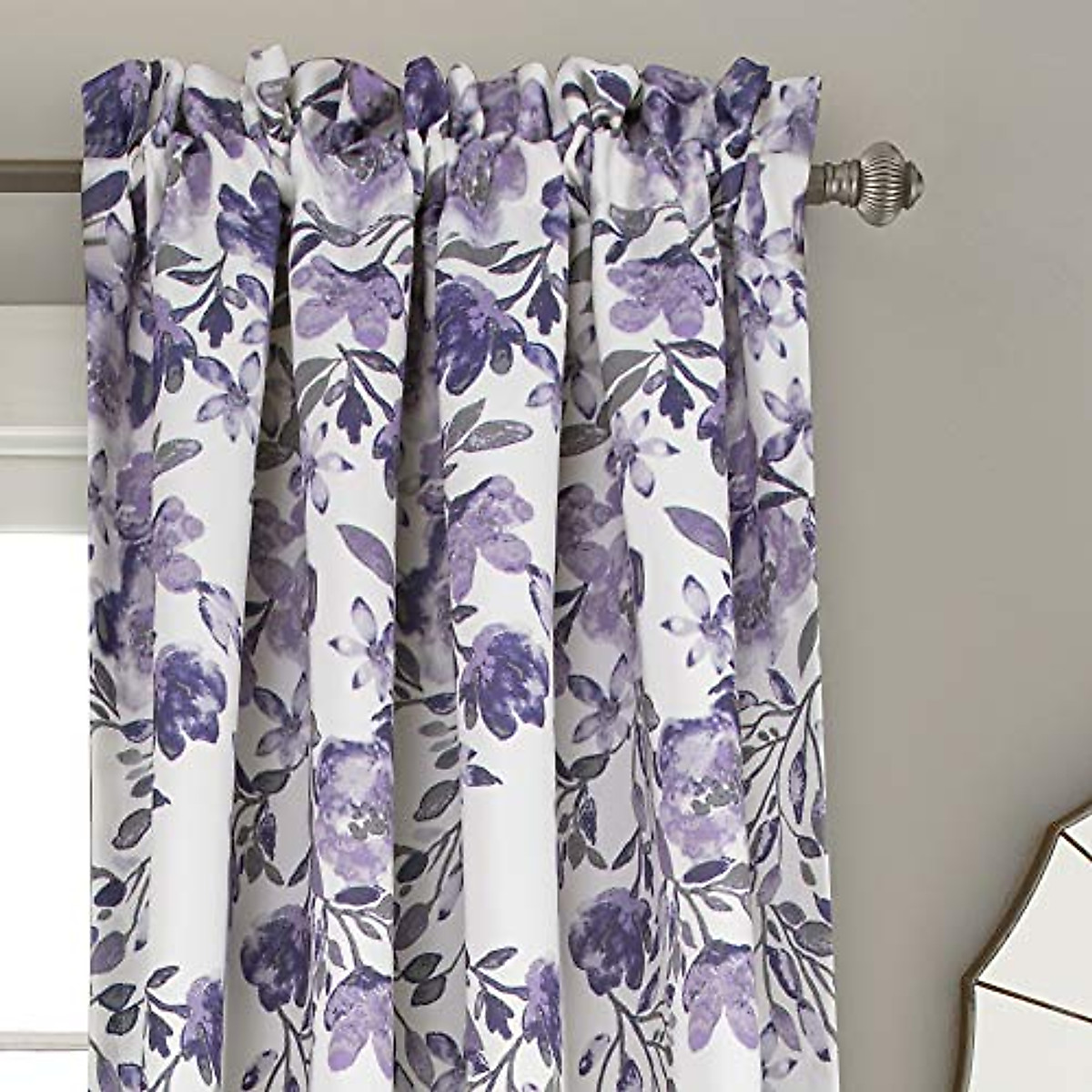 Lush Decor Tanisha Curtains Room Darkening Floral Vine Print Design Window Panel Set (Pair), 52"W x 84"L, Tangerine & Turquoise