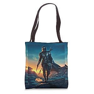 Star Wars The Mandalorian and Grogu Sunset Poster Tote Bag