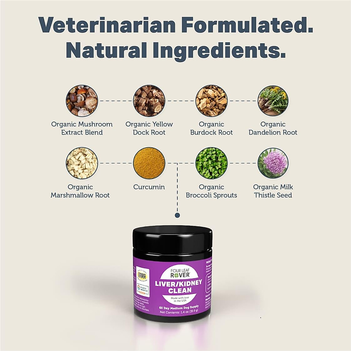 Four Leaf Rover - Liver/Kidney Supplements for Dogs | Enhance & Support Liver/Kidney Functions | Dog Kidney Support |Proprietary Blend of Organic Mushroom – 60-Day Medium Dog Supply