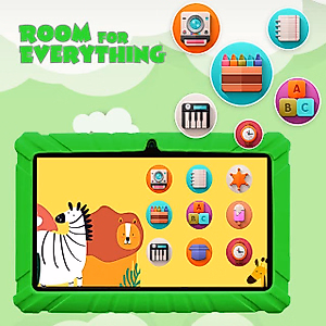 Contixo V8 7” Kids Tablet, 2GB RAM, 32GB Storage, Android 11 GO, Ultimate Learning Tablet for Children with 50+ Disney Storybooks, Kid Proof Protection Case, Green