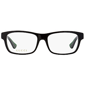 Gucci Rectangular Eyeglasses GG0006OA 002 Black/Green/Red 55mm 0006