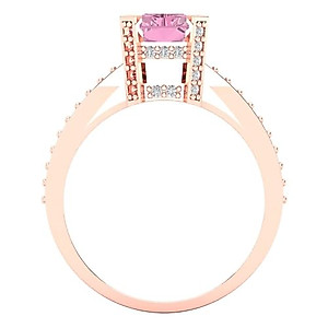 Clara Pucci 2.70 ct Emerald Cut Solitaire Genuine Pink Simulated Diamond Engagement Promise Anniversary Bridal Ring 18K Rose Gold 3.75