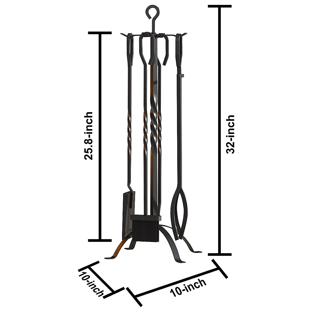 Fire Beauty 5 Pieces Fireplace Tools Sets Fireplace Accessories Tools Holder with Handles Tools for Indoor Fireplace Decor Outdoor Fire Pit Modern Tool(Black)