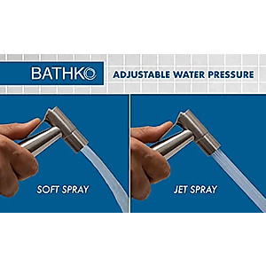 BATHKO Handheld Shattaf/Bidet Sprayer Set for Toilet - Jet Spray with Adjustable Pressure Control - Easy to Install with Leak Proof Technology - Stainless Steel Satin Finish Toilet Sprayer Kit