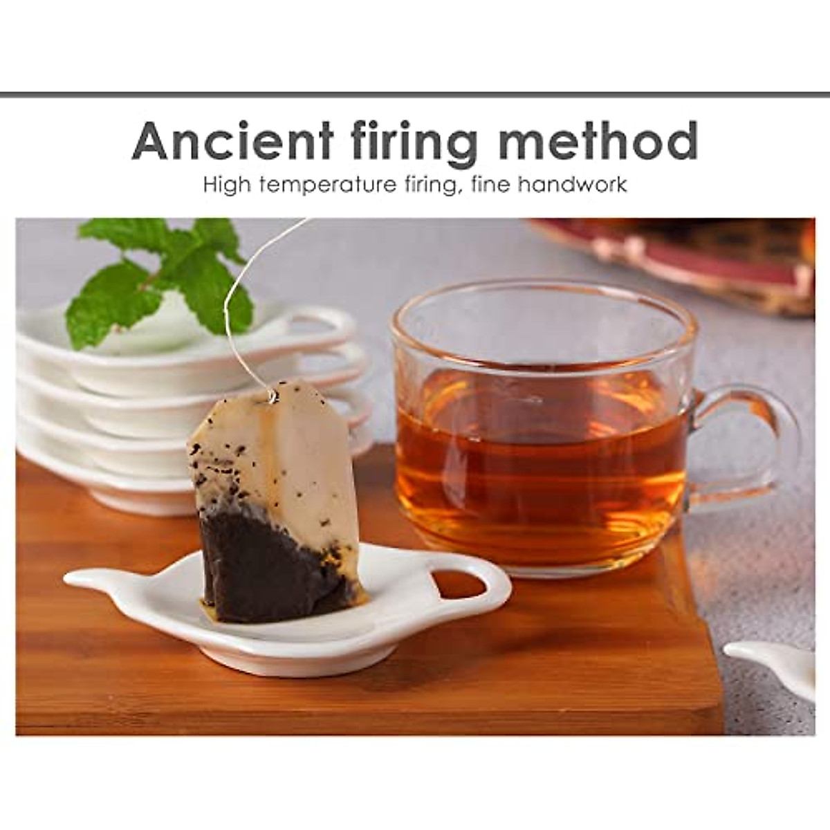 DS. DISTINCTIVE STYLE 4 Pieces Teapot Shaped Tea Bag Holder Teabag Coaster Seasoning Dish for Sauce Dessert (White - Ceramic)