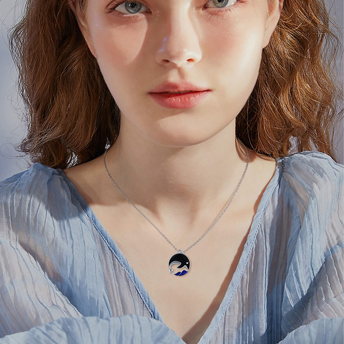 AOVEAO Dolphin Necklace, Whale Necklace 925 Sterling Silver Hawaii Ocean Theme Pendant Necklace Dolphin Whale Jewelry Mother's Day Gifts for Women Girls Birthday