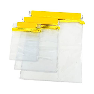 Meetory Clear Waterproof bags Pouch Dry Bags For Camera Mobile Phone Maps Kayak Document Holder - 3 Piece Set Waterproof Plastic Pouch Utility Bags(Yellow)