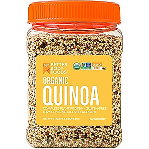 BetterBody Foods Organic Quinoa, Vegan, Complete Plant Protein, Gluten Free, Low Glycemic Rice Replacement, 24 ounce