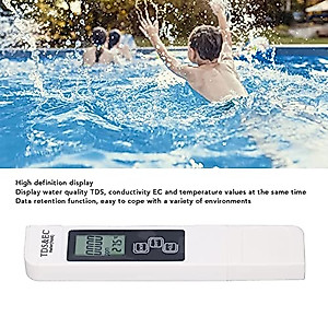 Digital Water Tester, Interference Resistant Portable High Accuracy Data Retention 3 in 1 Digital TDS Meter for Swimming Pool