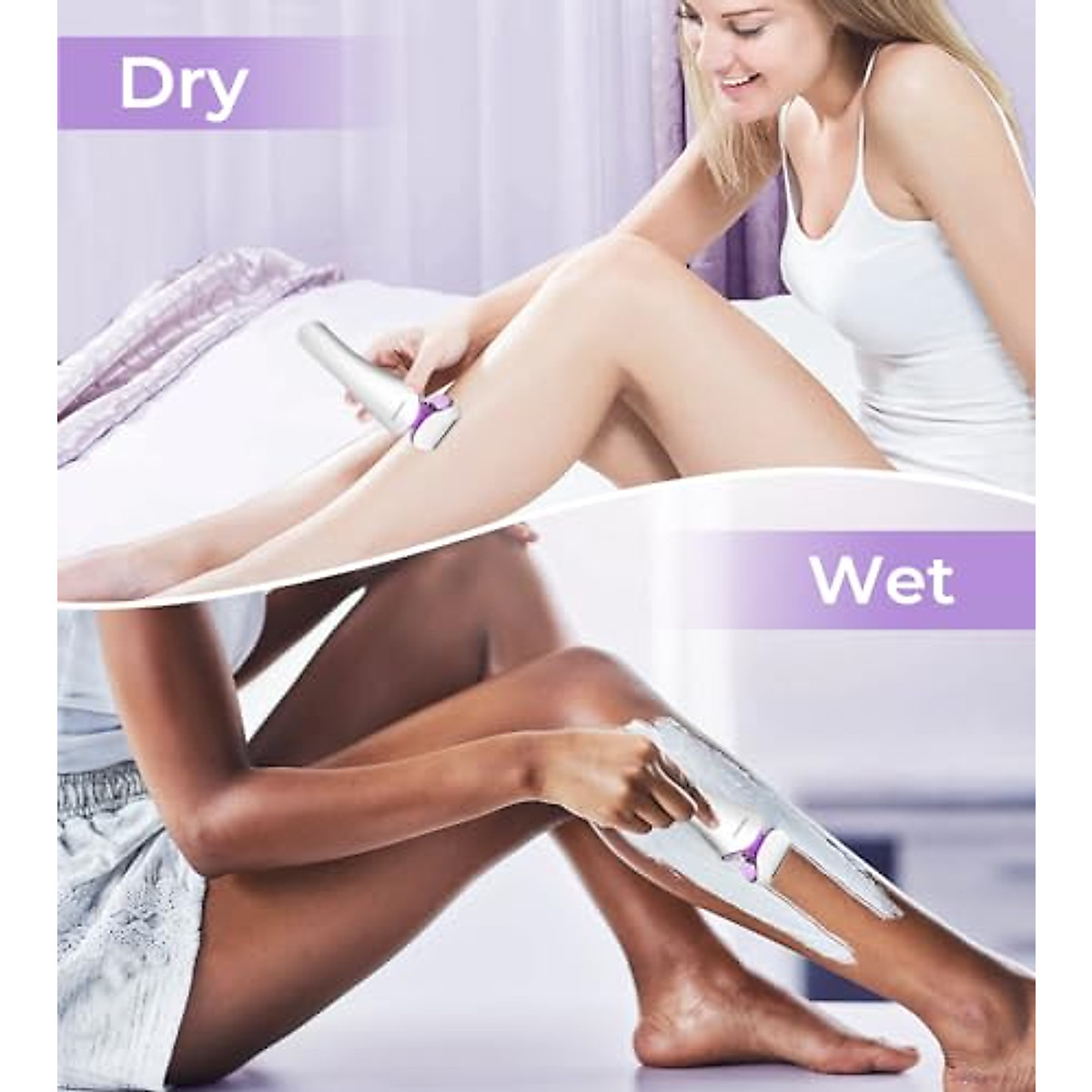 PRITECH Electric Shaver for Women - Cordless Ladies Shaver, Lady Razor for Legs, Arm, Underarms, Bikini, USB Rechargeable Razor Wet & Dry Waterproof Razor for Woman