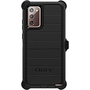 OtterBox Defender Screenless Series Rugged Case & Belt Clip Holster for Galaxy Note 20 5G (ONLY Not for The Ultra Models) Retail Packaging - Black - with Microbial Defense