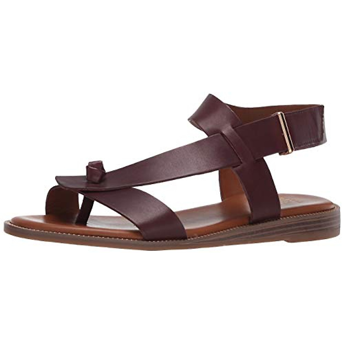 Franco Sarto Womens Glenni Ankle Strap Flat Sandals, Dark Brown, 8.5