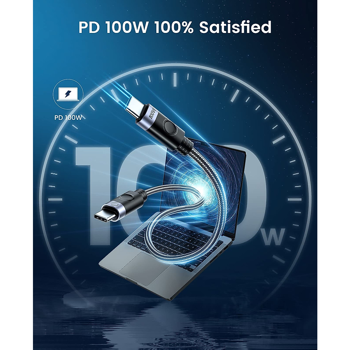 ORICO 100W 5A USB C Cable 2 Pack, USB C to USB C Cable Fast Charging Laptop Charging Cable USB C Cord Compatible for MacBook,iPad,Samsung,Switch,Pixel,LG