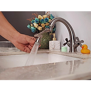 Genpe Brushed Golden Swivel Faucet Extender Universal 1080 Rotation Robotic Arm Swivel Extension Kitchen Sink Aerator Extender with 2 Water Outlet Modes