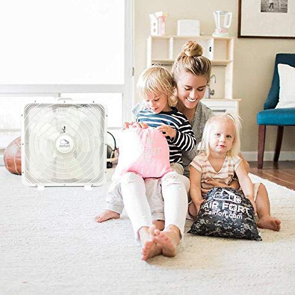 AIR FORT 20" Inch Glow In The Dark Box Fan - 3 Settings, Carry Handle, 90 inch cord