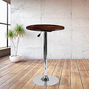 Flash Furniture Hills 23.5'' Round Adjustable Height Rustic Pine Wood Table (Adjustable Range 26.25'' - 35.5'')