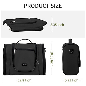 AmoVee Hanging Toiletry Bag for Women and Men, Extra Large Travel Cosmetics Bag, Portable Organizer Bathroom Shower for Hygiene Bag/Toiletries/Makeup, Black