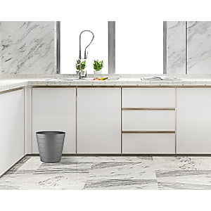 Zuvo Plastic Paper Bin 8L - Shatter-Proof Waste Basket for Office Desk & Bedroom Bin - Ideal Paper Bin with Wave Design - Grey