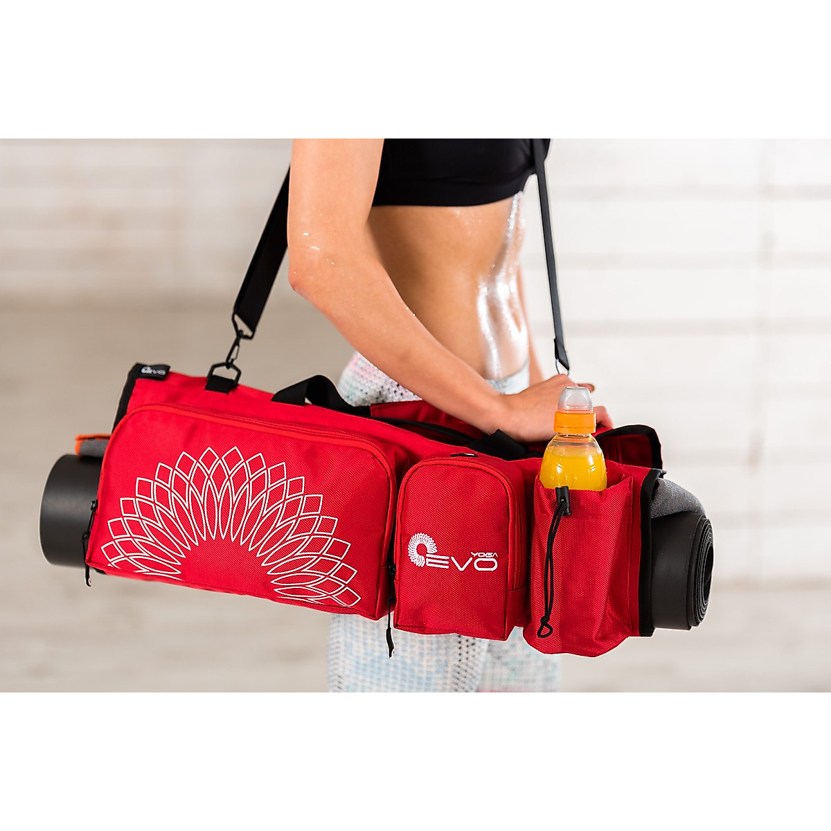 Yoga Mat Bag with Separate Shoe Compartment, Padded Pockets and Metallic Accessories (grey 2)