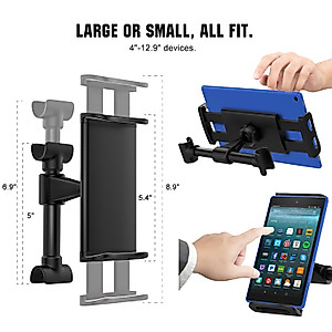 MoKo Headrest Phone/Tablet Car Mount, Adjustable Tablet Holder for 4-12.9" Devices, Fit with iPhone 16/Pro/Pro Max/Plus, iPhone 15/Pro/Plus/Pro Max, iPhone 14 Pro Max/14, iPad Air 4/Mini 6,Black