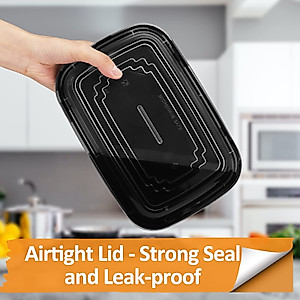 Eupako 20 Sets 28 oz Meal Prep Container Reusable - Plastic-Food-Storage-Containers-with-Lids, Disposable To Go Containers, Portion Control - Microwave, Dishwasher, Freezer Safe (1 Compartment)