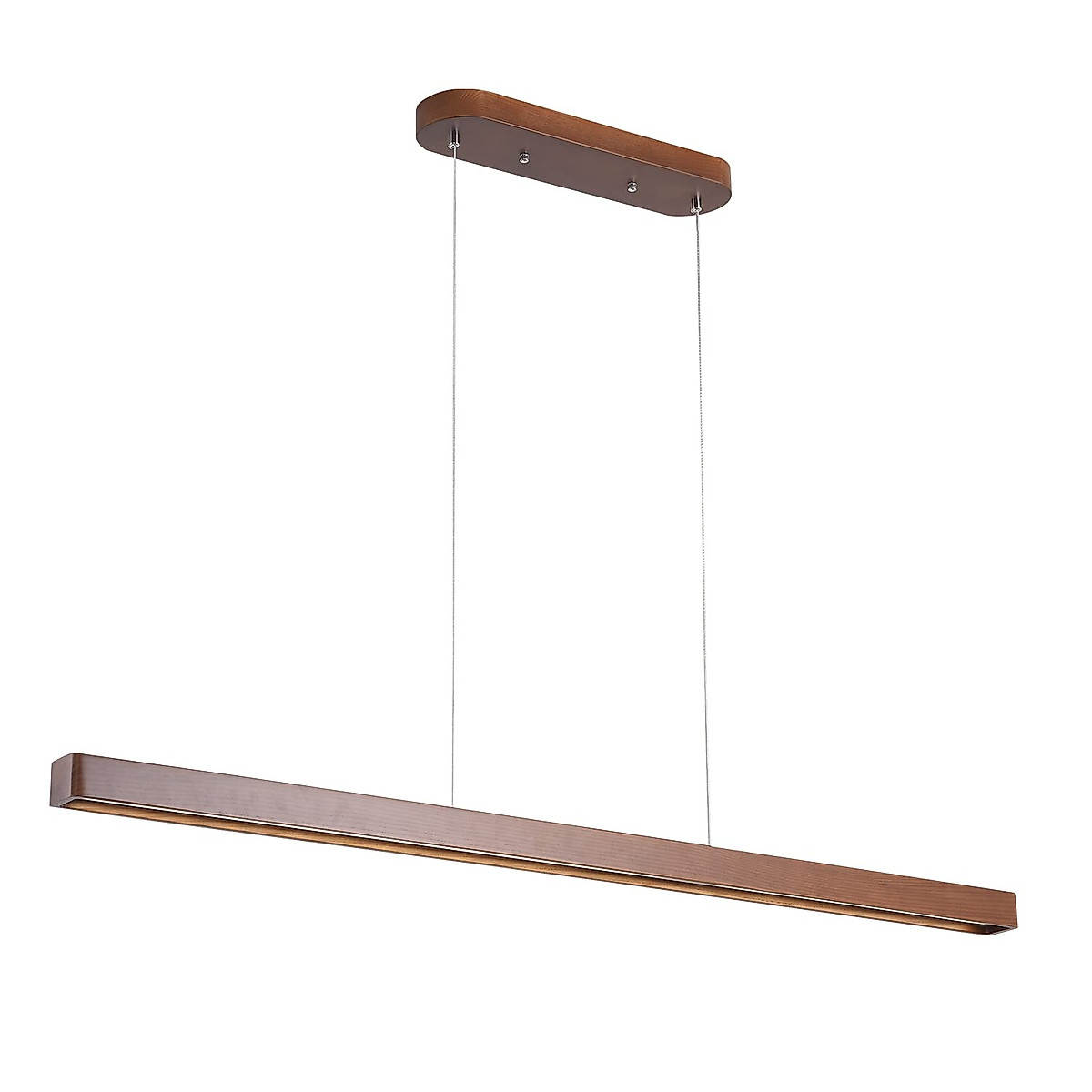 YISDESIGN 59" Wood Linear Pendant Light 40w Integrated Led Pendant Light Dimmable Ceiling Pendant Hanging Light Adjustable Billiard Pool Table Lights for Dining Room Kitchen Island Walnut Color